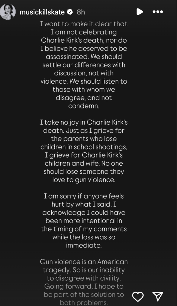 Katie Maloney issues apology for IG post after Charlie Kirk's death